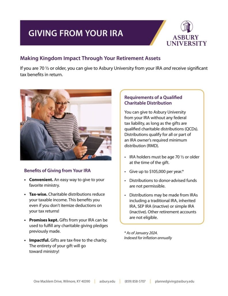 Gifts From Your IRA | www.asbury.edu